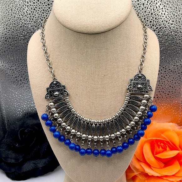 Jewelry | 24248 Pharaonic Vibes In Silver Tone And Fil A Gris And Blue ...